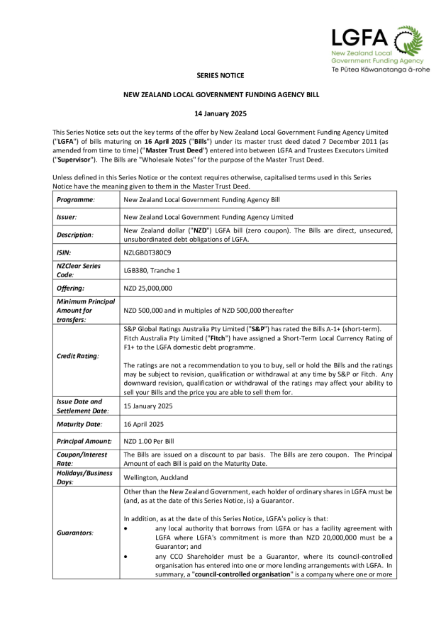 LGFA Bills | New Zealand Local Government Funding Agency